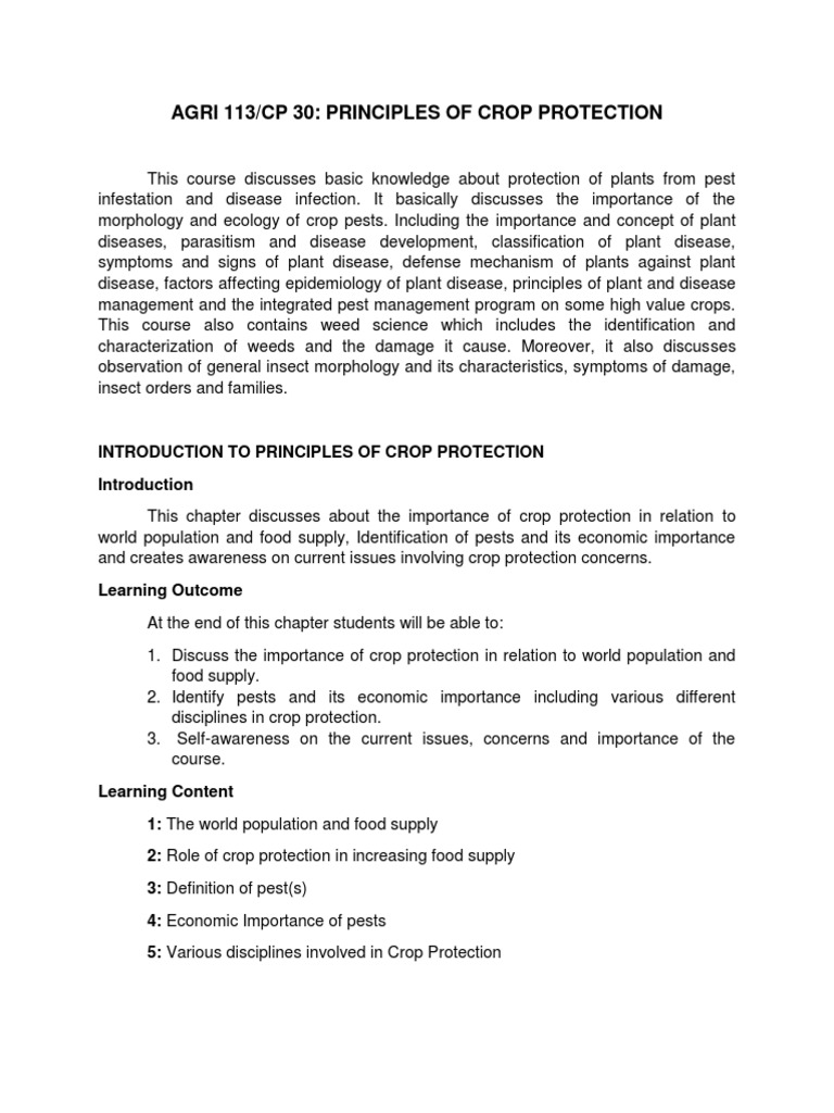 AGRI 113 Chapter 1 | PDF | Agriculture | Pest (Organism)