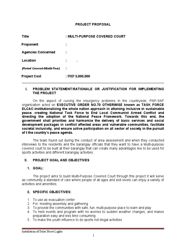 Project Proposal Multi-Purpose Covered Court | PDF | Economies