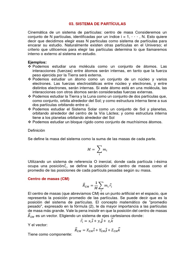 Sistema de Partículas | PDF | Masa | Impulso