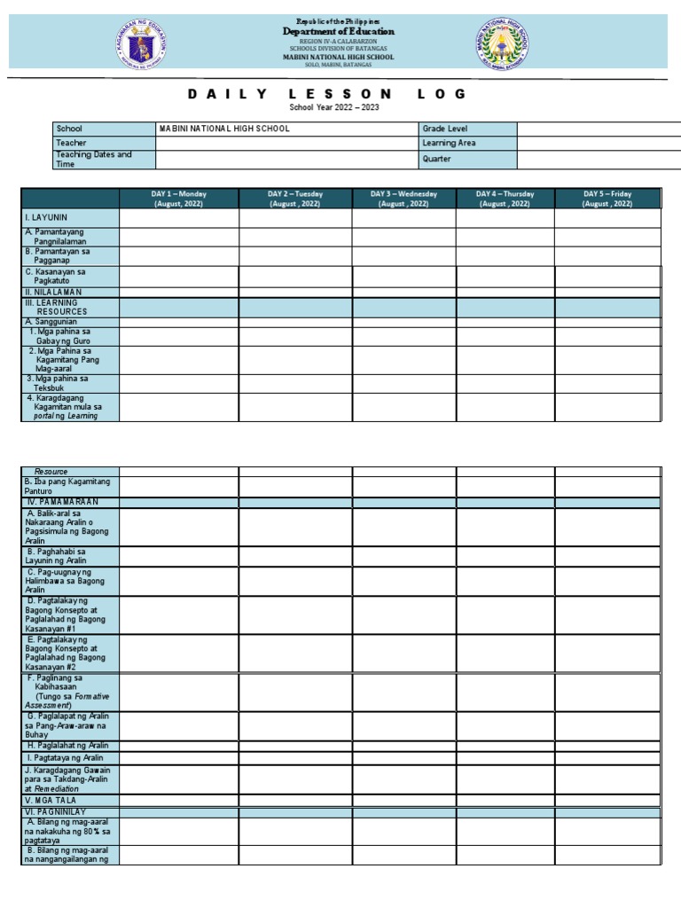 Weekly DLL Template Fil | PDF
