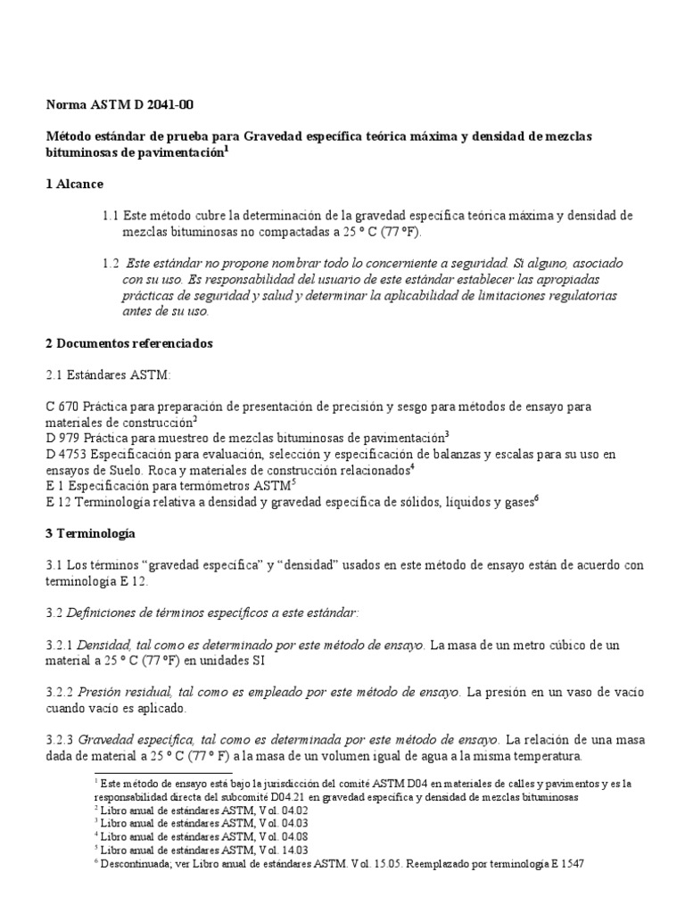ASTM D 2041 (Gravedad Especifica Maxima Teorica en Mezclas Bituminosas ...