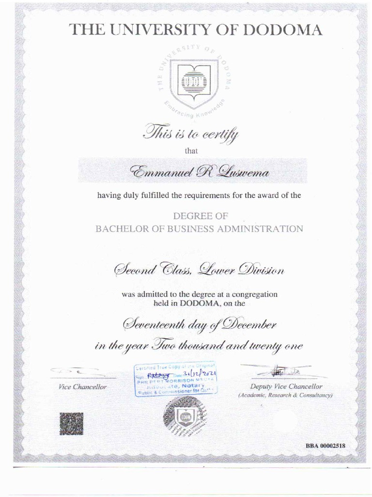Bachelor Certificate | PDF