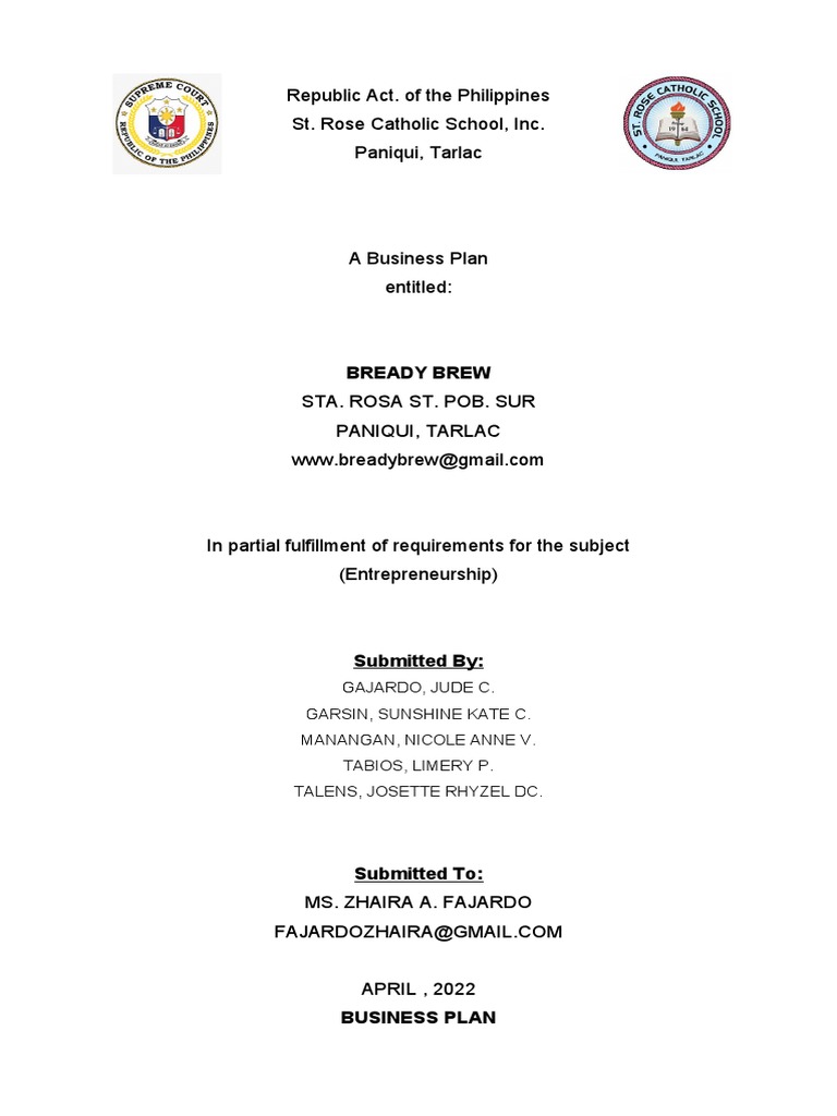 Business Plan Sample (1) | PDF | Coffee | Communication