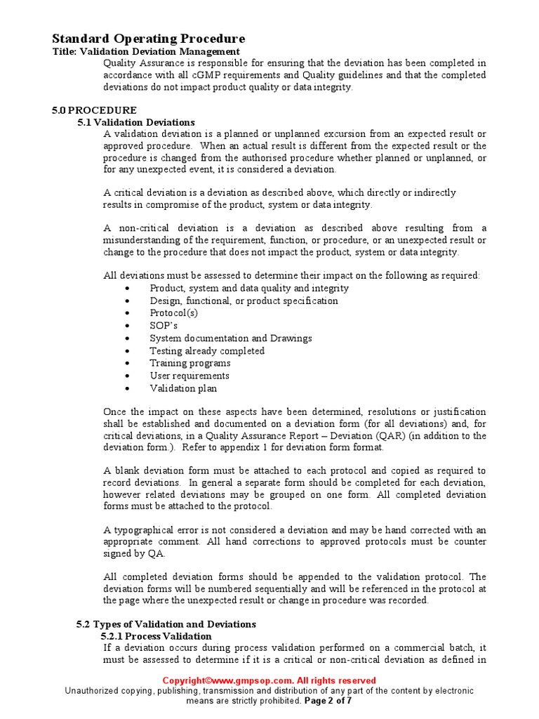 VAL 075 Validation Deviation Management Sample | PDF | Information ...