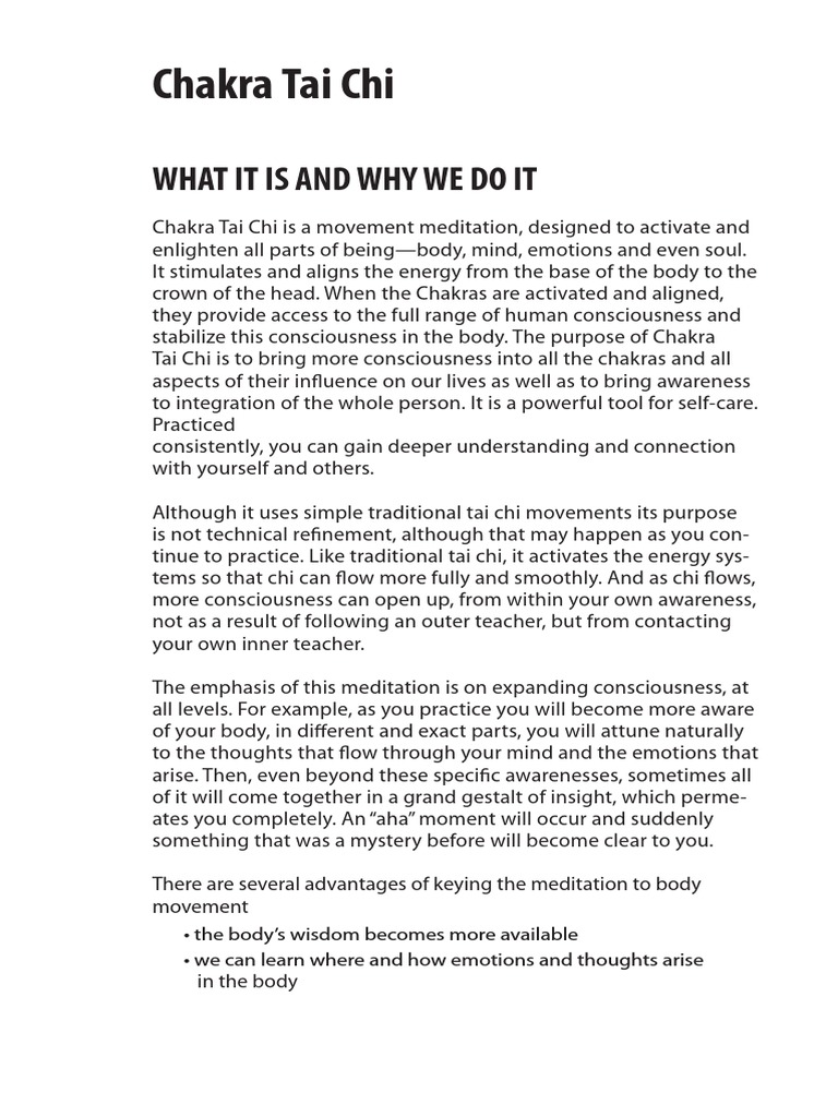 SLI Chakra Tai Chi Class Handouts | PDF | Chakra | Consciousness