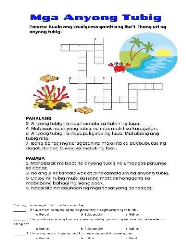 Anyong Tubig at Lupa Activity | PDF