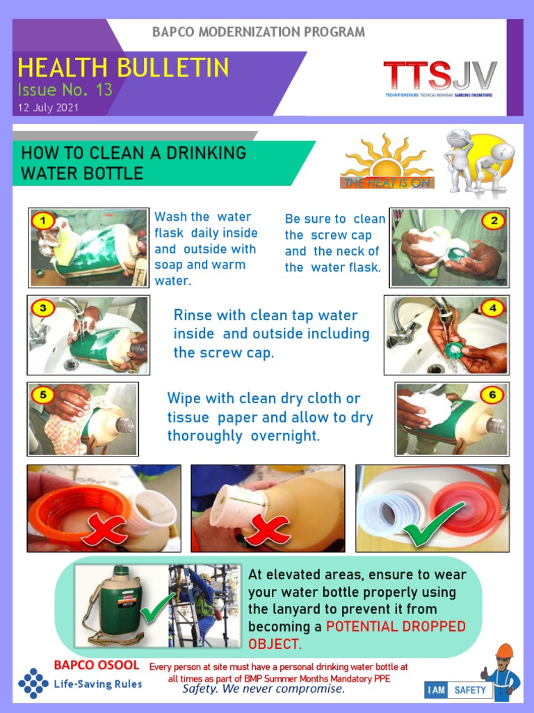 TTSJV-BMP-Health Bulletin # 12 HOW TO CLEAN A DRINKING WATER BOTTLE ...