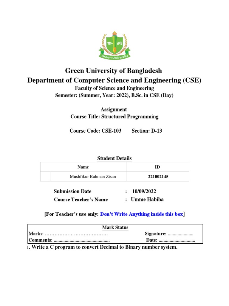 C Programming Assignment Solutions | PDF | Computer Science | Computing