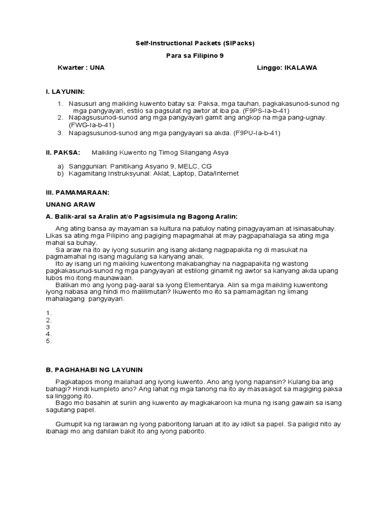 Fil9 q1 Week2 S.y.21 22 Edited Qa Rodel | PDF Fil9 q1 Week2 S.y.21 22 Edited Qa Rodel | PDF