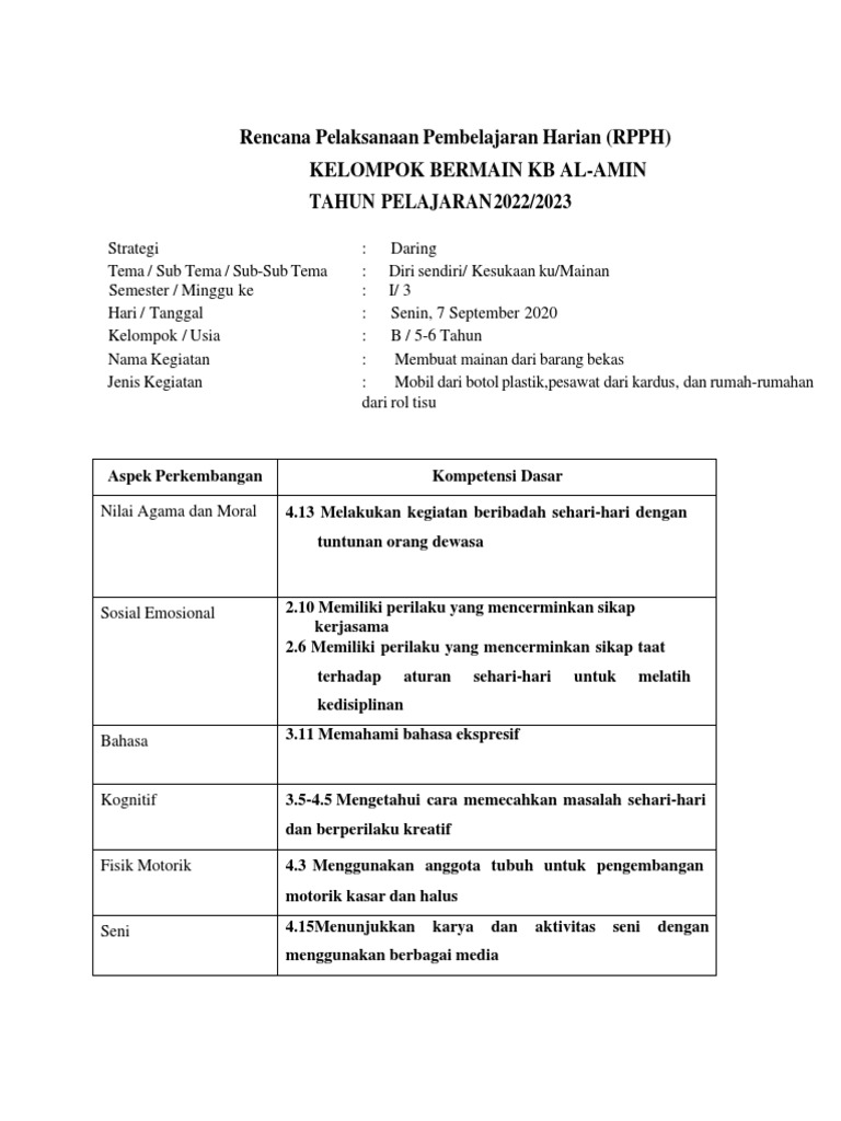 RPP Harian 1 | PDF | Kesehatan Holistik