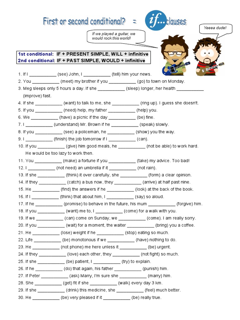 1st and 2nd Conditional Grammar Drills - 16154 | PDF