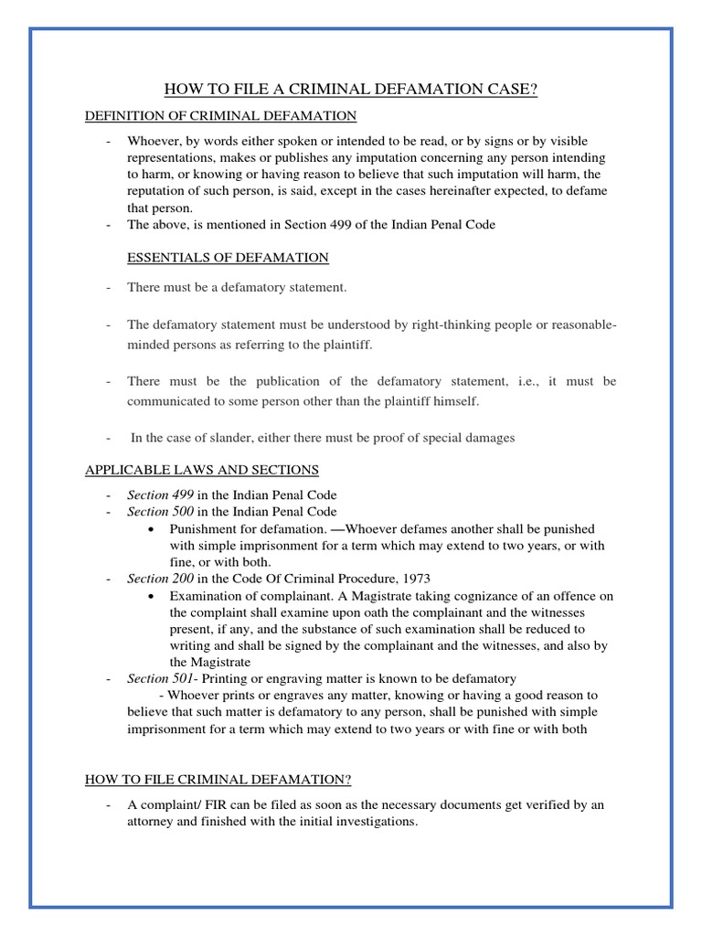 How To File A Criminal Defamation Case | PDF | Defamation | Lawsuit