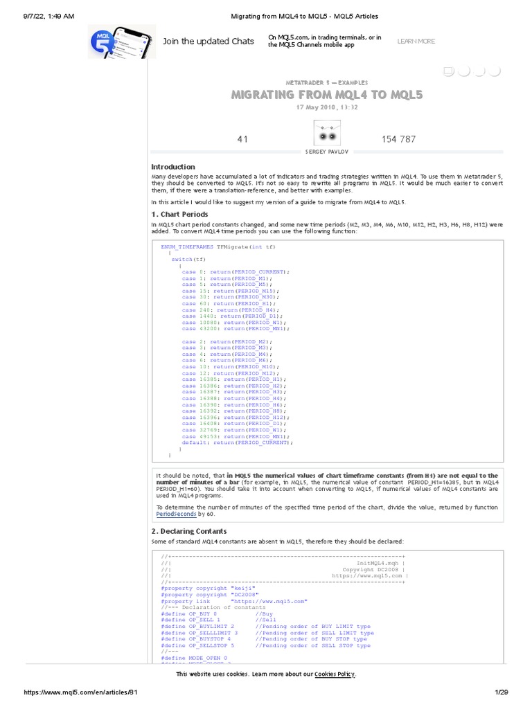 Migrating From Mql4 To Mql5 Mql5 Articles Pdf Numbers Computer Science 7410