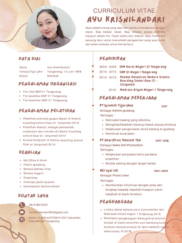 CV Ayu Krisnilandari 2022 | PDF