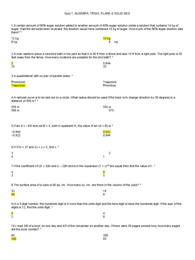 Quiz 1-3 | PDF | Sphere | Ellipse