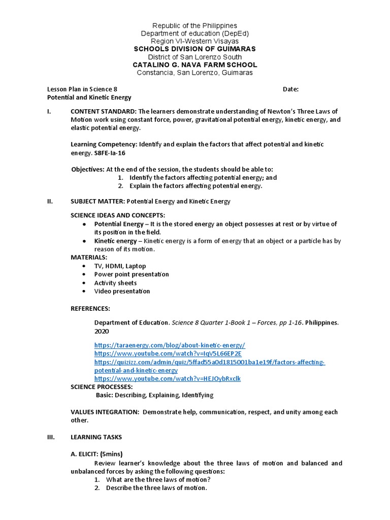 LP - Science 8 - Potential Energy | PDF | Potential Energy | Force