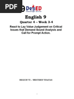ENGLISH 9-MELC-React To Lay Value Judgement On Critical Issues-Cristo, Joy Mariette B. | PDF ...