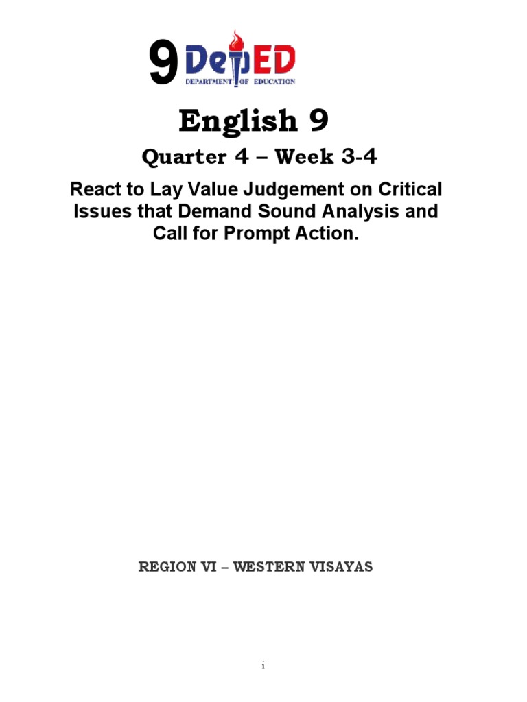 English-9 4th-Quarter MELC2 Week3and4 - Final | PDF | Learning ...