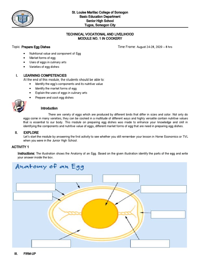 Preparing Egg Dishes Module | PDF | Egg As Food | Nutrients