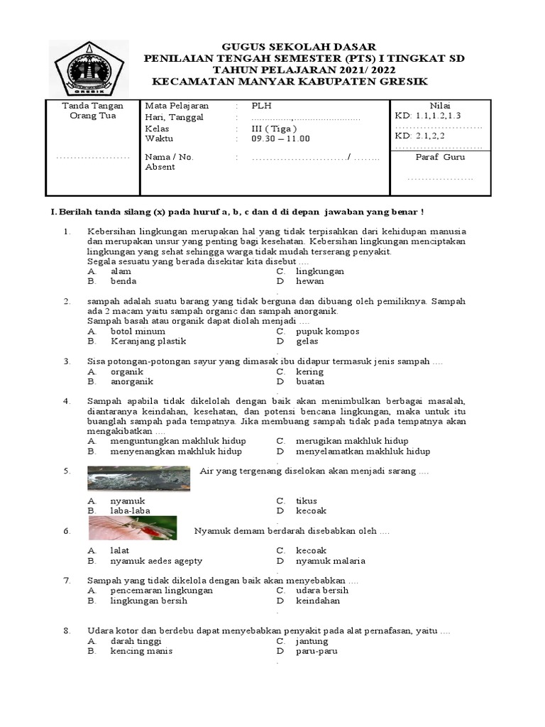 Soal PLH Uas Kls III 2021-2022 | PDF