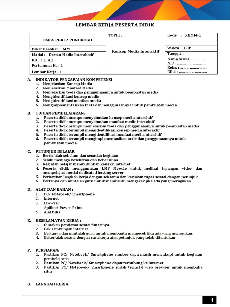 LKPD Desain Media Interaktif - 1 | PDF