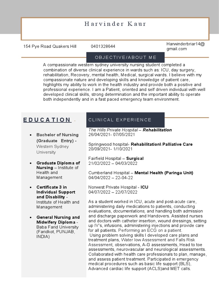 Graduate Resume 1 | PDF | Nursing | Hospital