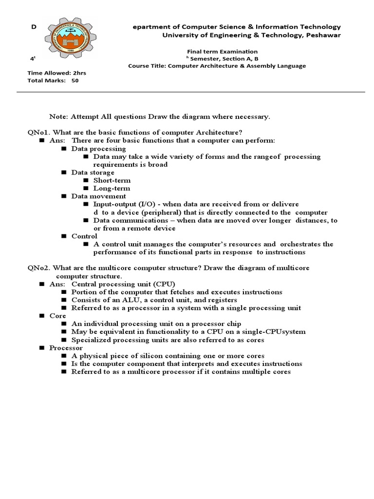 Computer Architecture Exam Guide | PDF | Embedded System | Central Processing Unit