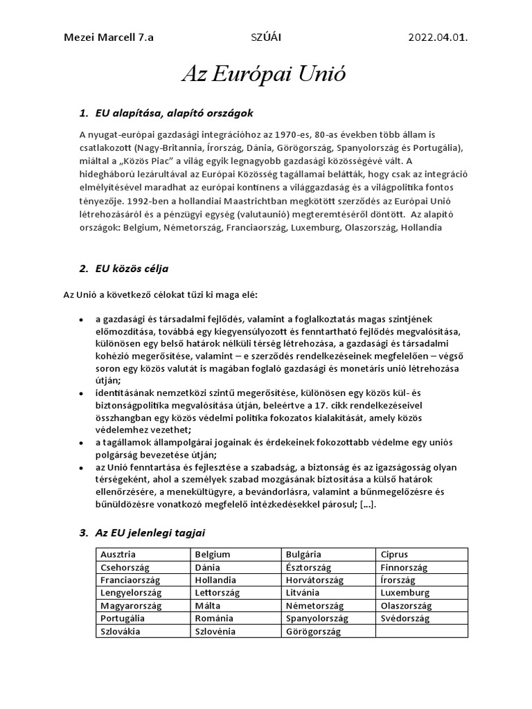 Az Európai Unió | PDF
