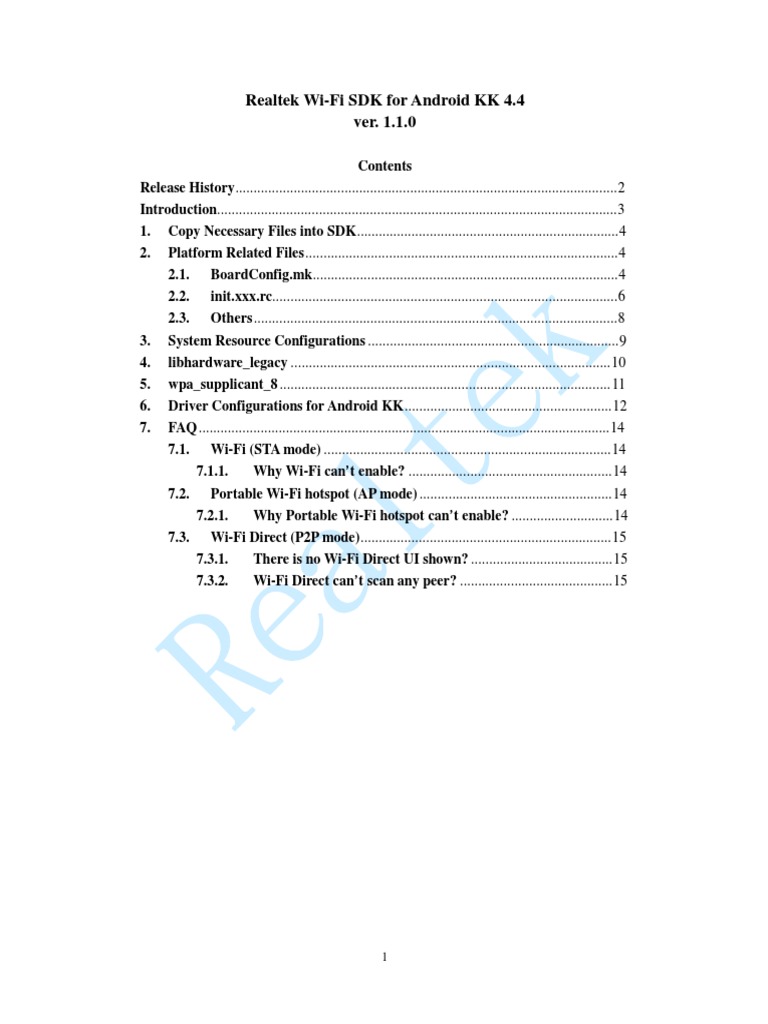 Realtek Wi-Fi SDK For Android KK 4 4 | PDF | Wi Fi | Device Driver