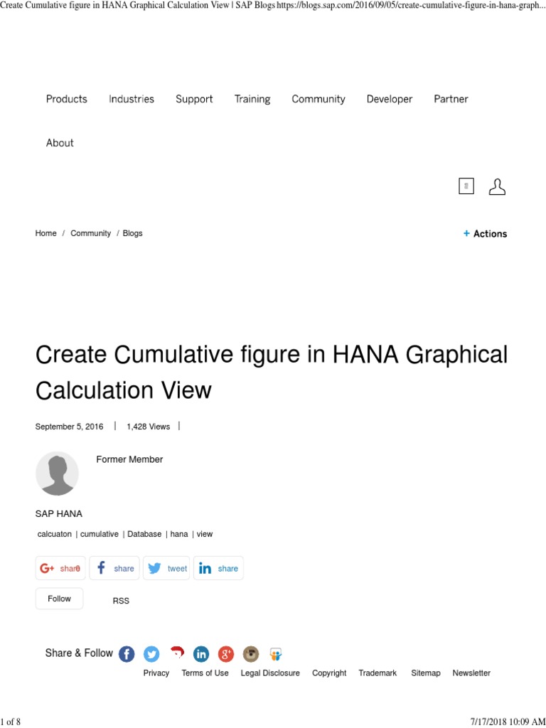 Create Cumulative Figure in HANA Graphical Calculation View - SAP Blogs ...