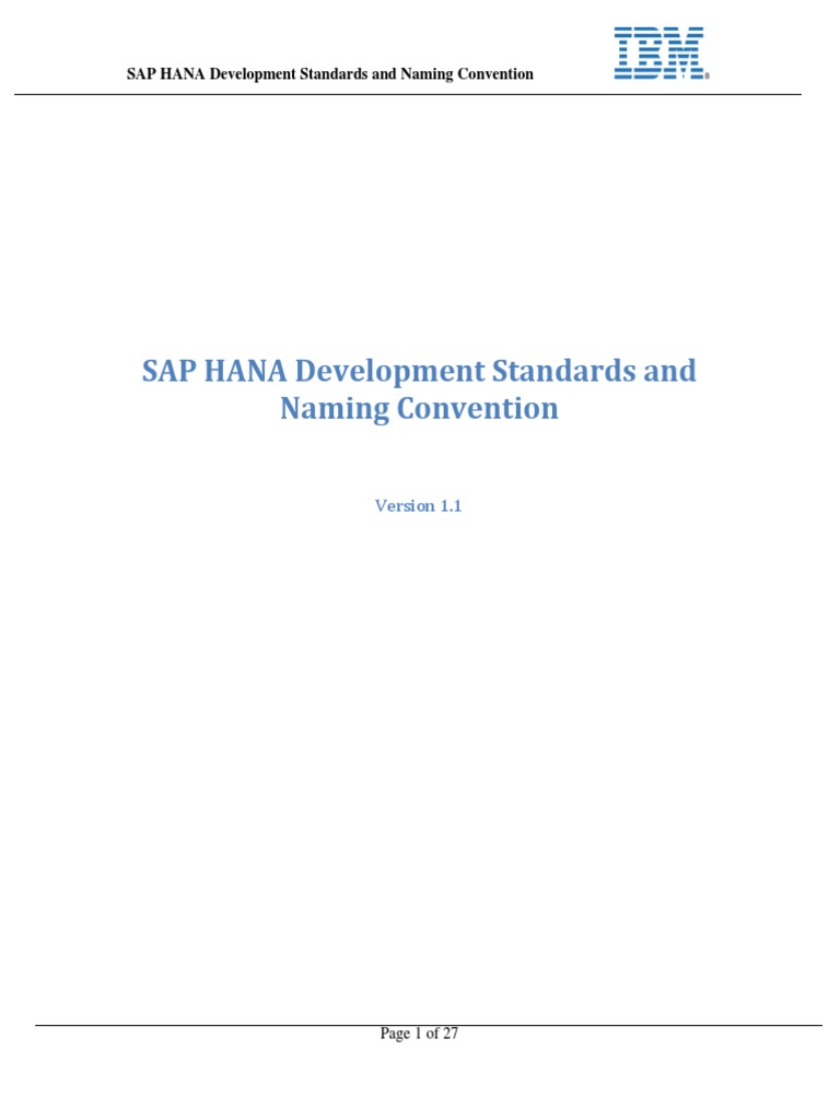 HANA Development Standards and Naming Convention v1.1 | PDF | Computers