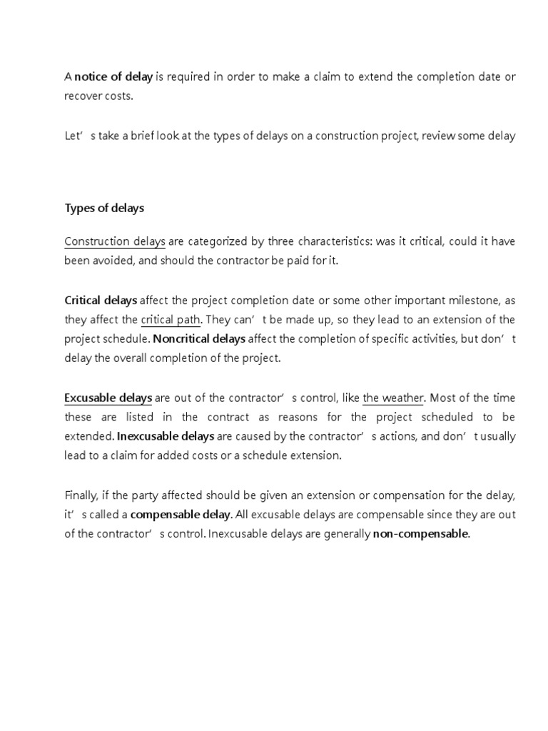 3-Delay Notice - For EOT and Cost Recoverable | PDF | Business | Common Law