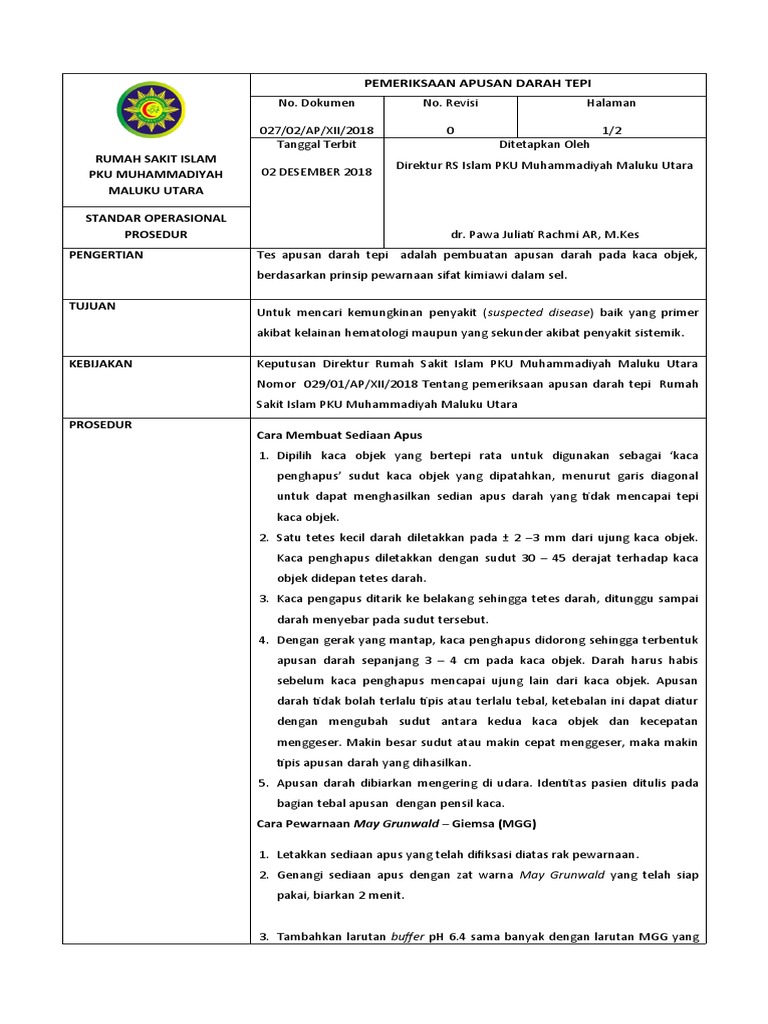 Pemeriksaan Apusan Darah Tepi | PDF