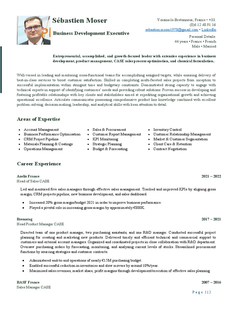 Sébastien CV | Download Free PDF | Sales | Customer Relationship Management