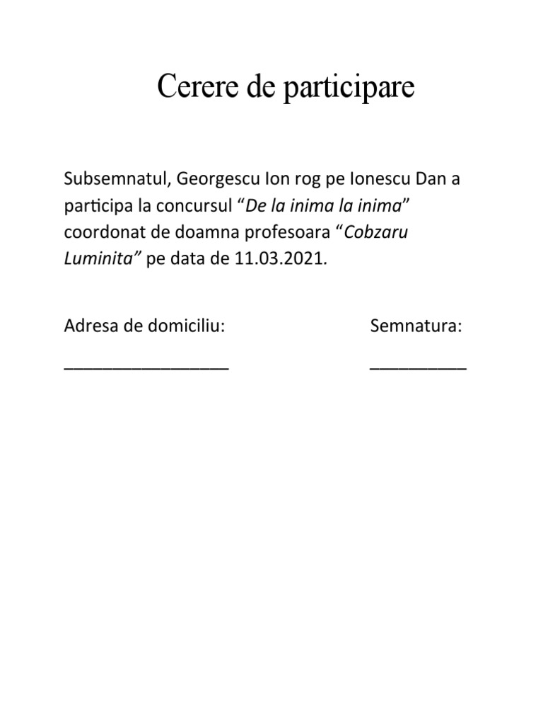 Cerere de Participare | PDF