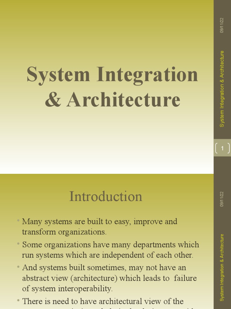 Introduction To System Integration and Architecture | PDF | Systems Theory | Software Engineering