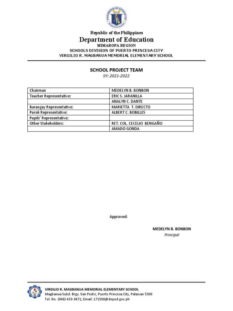 School Project Team Overview 2021-2022 | PDF