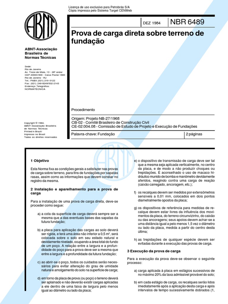 NBR 6489-Prova de Carga | PDF