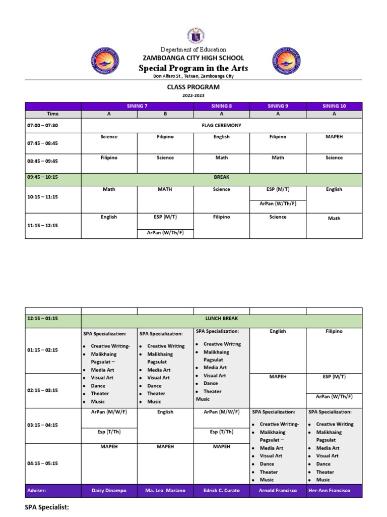 ZCHS SPA Program Action Plan 2022-2023 | PDF | Pedagogy | Learning