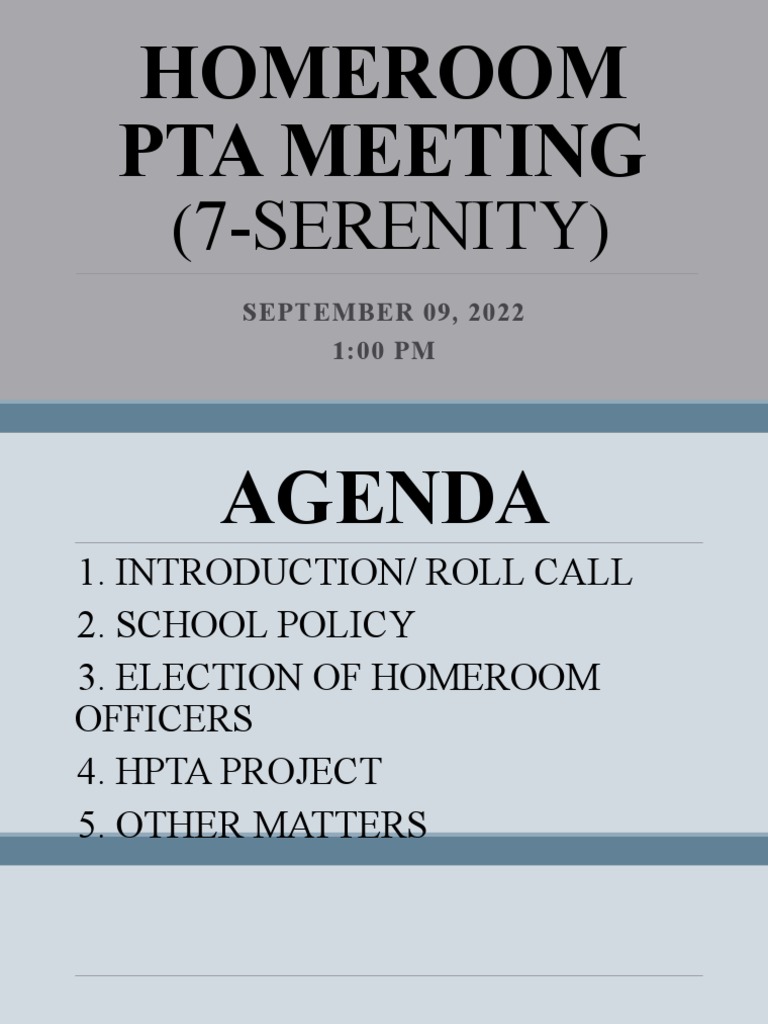 Homeroom Pta Meeting | PDF | Career & Growth | Wellness