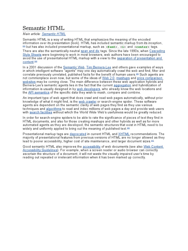 Semantic HTML | PDF | Html | World Wide Web