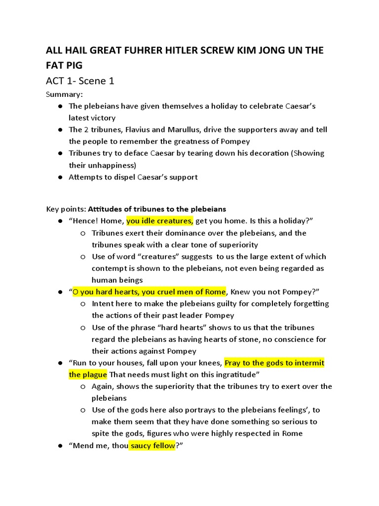 Literature Julius Caesar Notes | PDF | Julius Caesar | Mark Antony