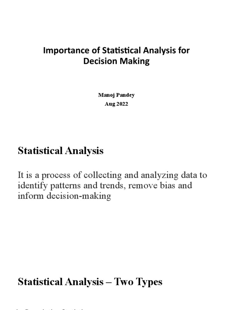 Statistical Analysis for Decision Making | PDF
