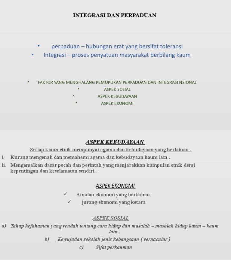 Integrasi Dan Perpaduan Pengajian Am | PDF