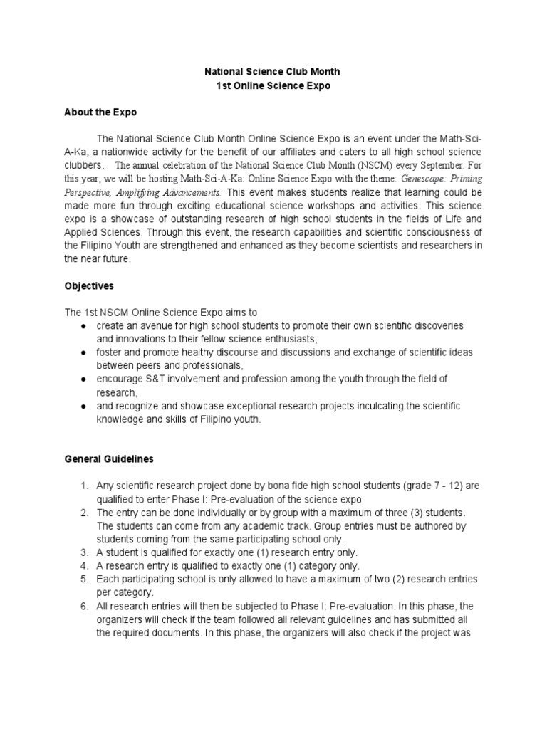 NSCM 2022 Expo Guidelines | PDF | Data | Science
