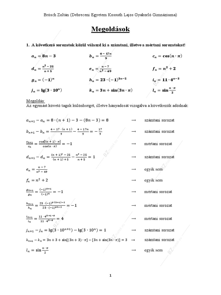 Sorozatok III. Mértani Sorozatok M | PDF