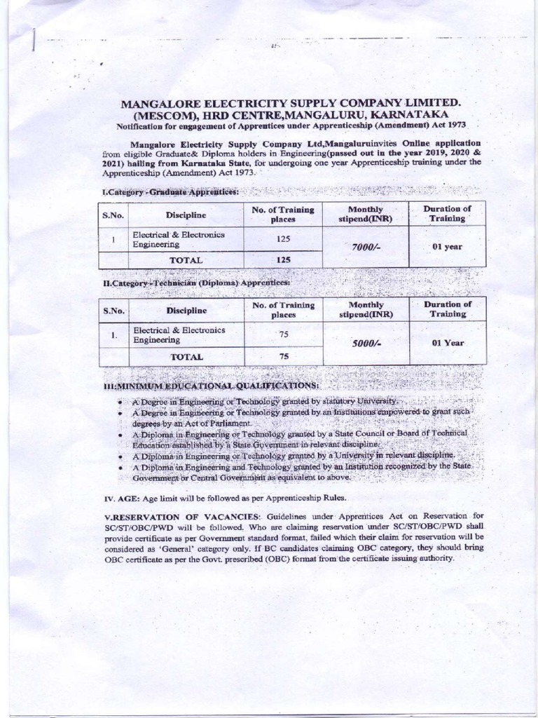 MESCOM_Notification | PDF