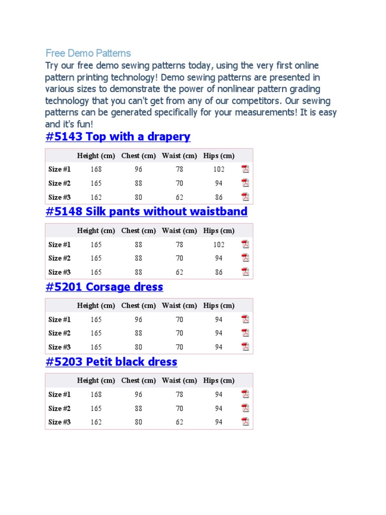 Free Demo Patterns | PDF
