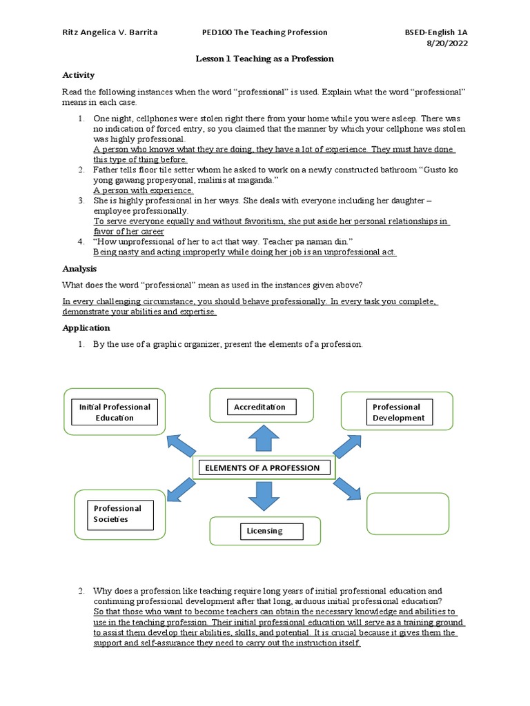 PED100 Barrita, Ritz | PDF | Profession | Education Theory