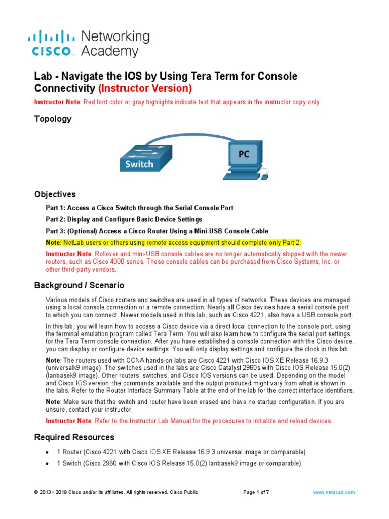 2.3.8 Lab - Navigate The IOS by Using Tera Term For Console Connectivity - ILM | PDF | Usb ...